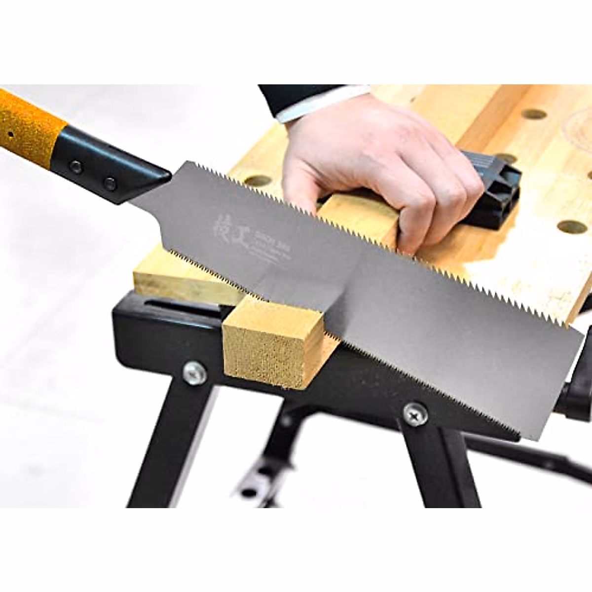 KAKURI Japanese Pull Saw for Woodworking 9-1/2" Made in JAPAN, Non-Slip Cork Handle, Japanese Hand Saw Ryoba Double Edge Blade for Rip and Crosscut