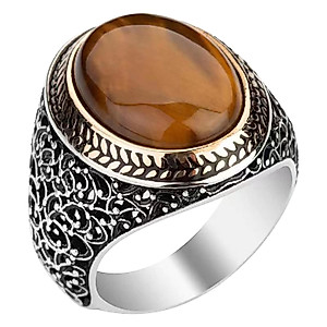 Chunky Rings Set Gemstone Art Engraved Unisex Ring Simple Fashion Jewelry Popular Accessories (Silver, 8)