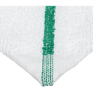 Chef Revival 700BRT Cotton Green Striped Bar Towel, 19 by 16-Inch, White, Pack of 12