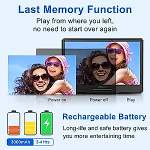 YOOHOO 16.9" Portable DVD Player with 14.1" Swivel HD Large Screen, DVD Player Portable with 6Hrs Playtime, Last Memory, Support USB/SD Card/Sync TV, Region-Free, Support Multiple Discs, Black
