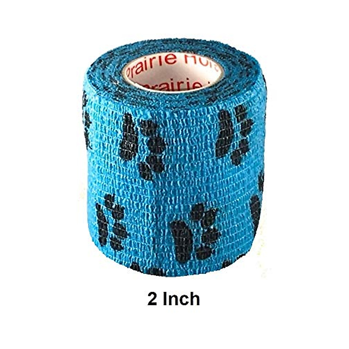 Vet Wrap Wrap Tape (Blue with Paw Prints) (2 Pack) (3 Inch x 15 feet) Self Adhesive Adherent Adhering Cohesive Flex Self Stick Bandage Grip Roll Dog Cat Pet Horse
