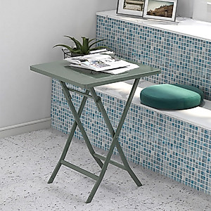 LOPOO 3 Pieces Metal Patio Bistro Set - 1 Square Table and 2 Chairs, Modern Foldable Outdoor Indoor Furniture for Garden, Yard, Balcony, Bar, Cafe, Dining, Dark Green