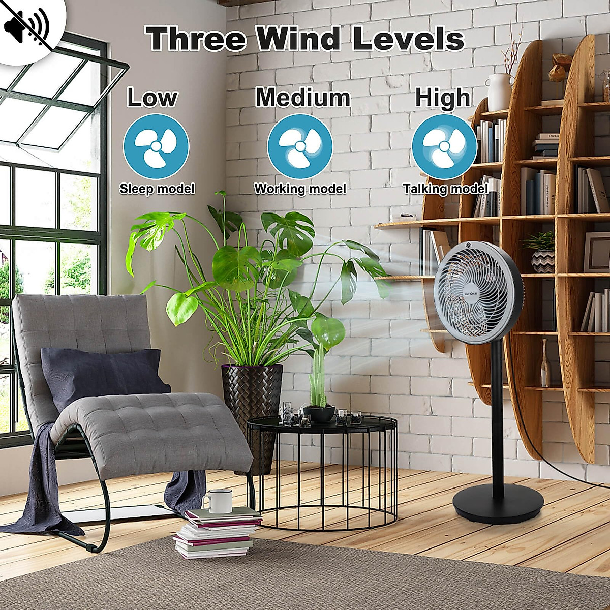 SONBION Standing Fan, Oscillating Pedestal Fan with Remote Control, Electric Fans for Home, Air Circulator Fan Floor Fan for Room Office Garage, Two Height Settings and Timer Function, Three Speeds