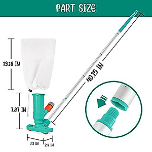 Pool Vacuum Cleaner Handheld Pool Leaf Vacuum, Pool Vacuum Brush for Above Ground Pool Inground Pool Spa Pond Hot Tub (No Garden Hose Included) (Medium, Green)