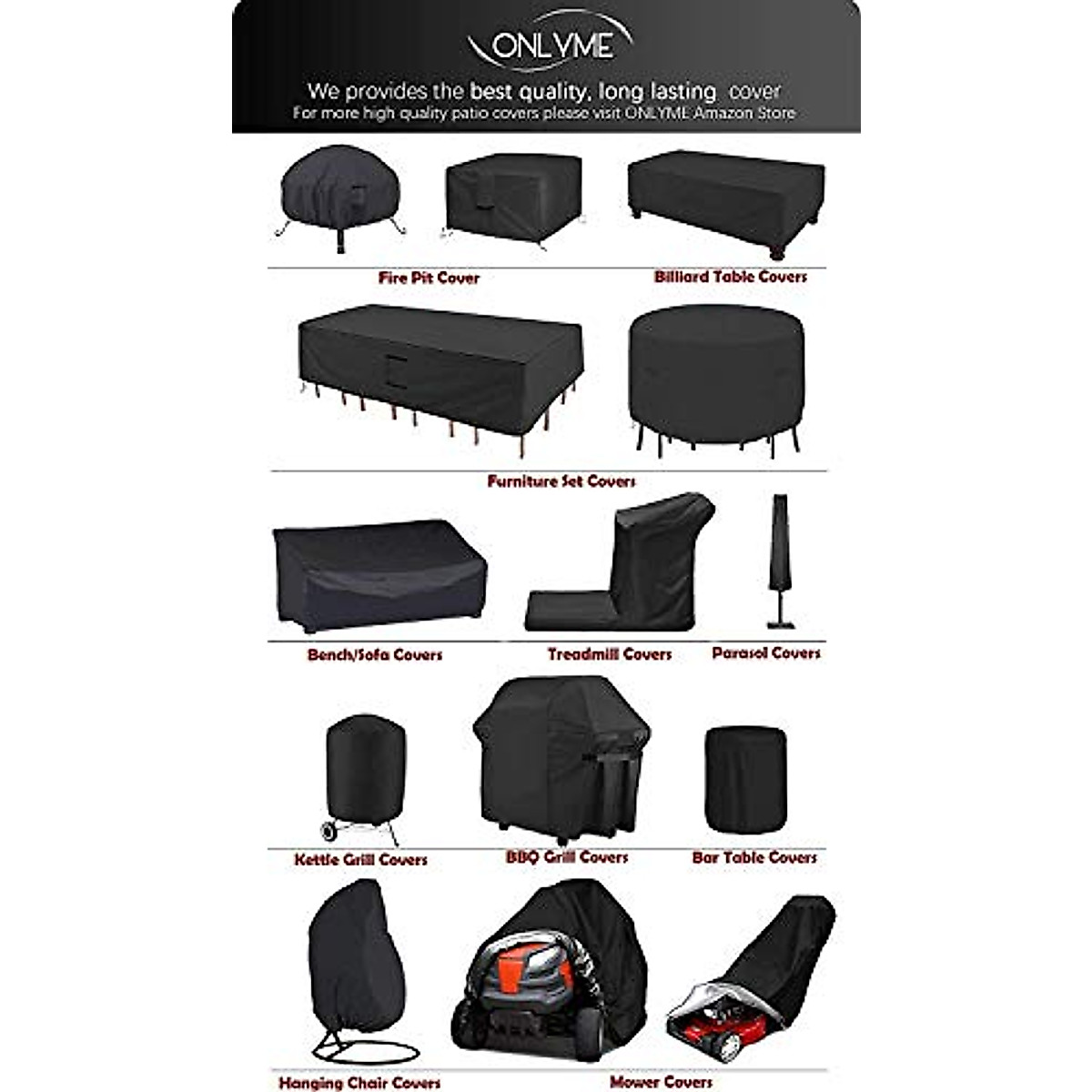 Treadmill Cover, Onlyme Treadmill Cover Waterproof Outdoor for Non-Folding Running Machine, Outdoor Indoor Treadmill Protective Cover from Dust (78 x 37 x 62 inch) Black