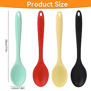 KALIONE 4 Packs Silicone Mixing Spoon, Multicolor Cooking Spoons, Heat Resistant Basting Spoons, Silicone Utensil spoons for Cooking, Nonstick Stirring Cooking Spoons Tools Set for Kitchen Cooking
