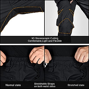 IDOGEAR Tactical Pants Men Trousers Combat Pants Multi-camo Black Casual Hiking Hunting Paintball Pants with Multi-Purpose Pockets (Black, 30W x 31L)