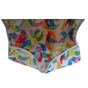 MUMBABY Baby Bib Sleeved Shirt with Pocket 1-3 Years Old Toddler Smock, Waterproof and Washable (White Feather