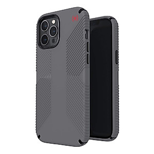 Speck Products Presidio2 Grip iPhone 12 Pro Max Case, Graphite Grey/Graphite Grey/Bold Red