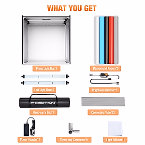 FOSITAN Bi-Color Dimmable Photo Light Box Kit, 32x32 inch/80x80 cm Photo Studio Photography Photo Box Kit 2 Led Light Bars 252 LED Light Beads Tabletop Professional Shooting Tent with 5 Backdrops