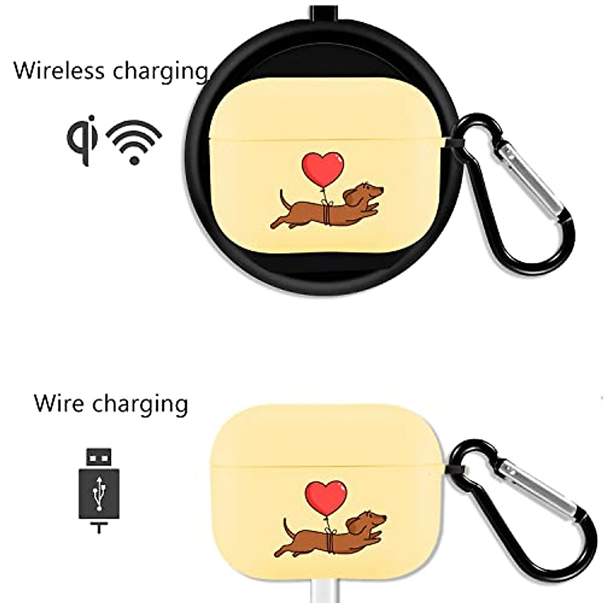 Balloon Dog Case Compatible with Airpods Pro Yellow Soft TPU, Supports Wireless Charging Shockproof Protective Cover for Airpods Pro