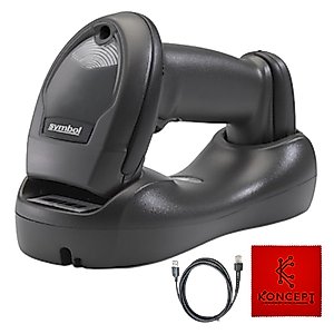 LI4278 Zebra Symbol Barcode Handheld Scanner Bluetooth Wireless Bundle - 1 Year Warranty - with Cradle, New USB Cable & Microfiber Cleaning Cloth, Black (Renewed)