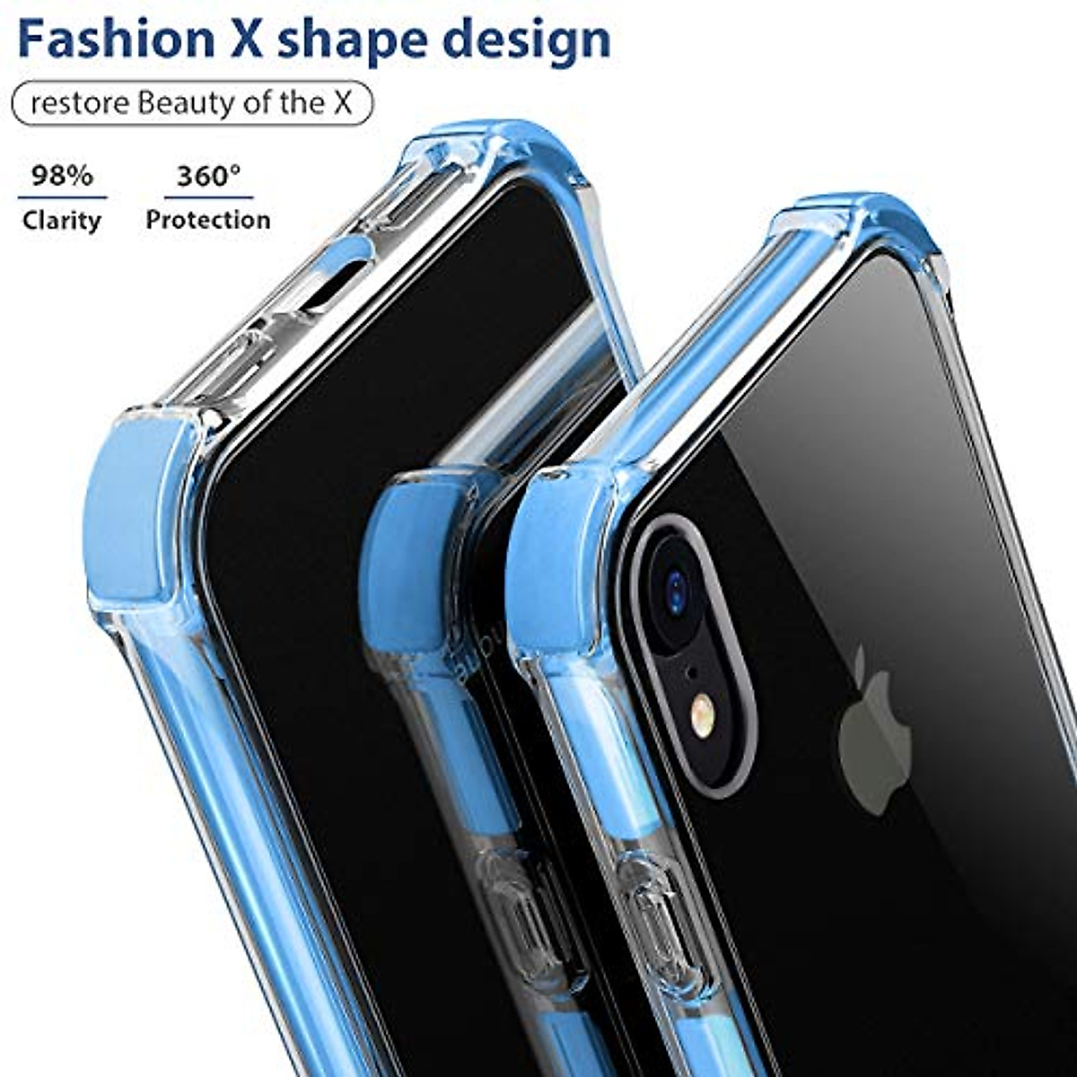 MATEPROX Compatible with iPhone XR Case Clear Anti-Yellow Heavy Duty Bumper Protective Shockproof Case for iPhone XR 6.1'' (Blue)