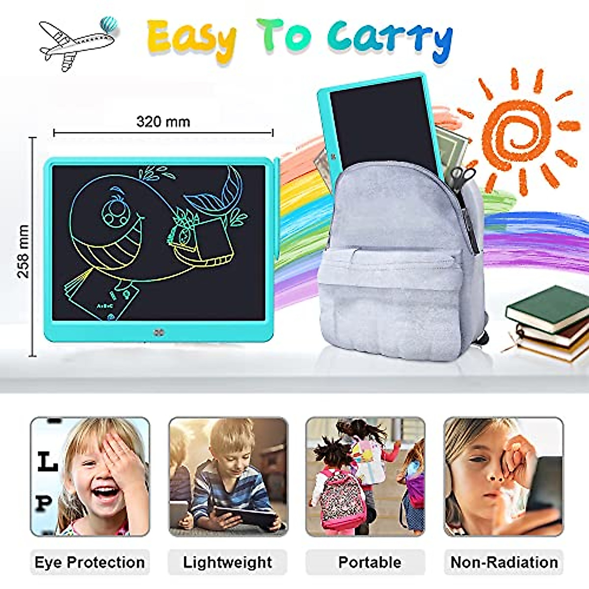 Deecam LCD Writing Tablet Doodle Board, 15inch Large Screen Drawing Pad, Electronic Graphics Tablet Doodle and Scribbler Board Toy Sketch Board Drawing Pad for Kids Boys Girls Adults (Blue)