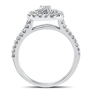 1 1/10ct Cushion Halo Diamond Engagement Wedding Ring Set 10K White Gold Carat - Size 7