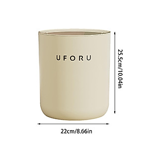 PPUMP Living Room Garbage Can, Round Trash Bin,Trash Can with Lid, Small Kitchen Garbage Can Cream Color, Vanity Wastebasket Trash Bin, Trash Bin, Cute Modern Waste Basket for Living Room Toilet