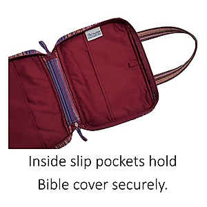 Shenaini Bible Covers for Men, Women – Ladies, Men’s Bible Cases in Medium, Large, Extra Large Sizes - Chic Bible Covers with Pockets, Handles & Zipper (Wild Plum, Extra Large)