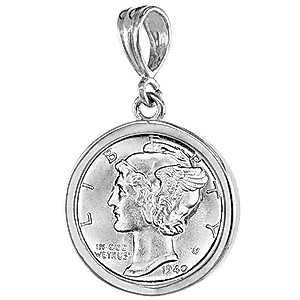 Sterling Silver Dime Bezel 18 mm Coins Prong Back Square Edge 10 cent Coin NOT Included