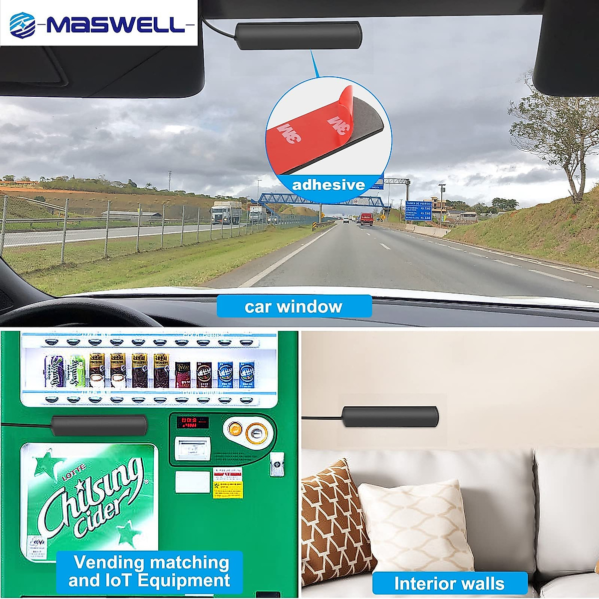 WiFi Antenna WiFi, WiMAX and Bluetooth Rectangular Shape Adhesive Mount