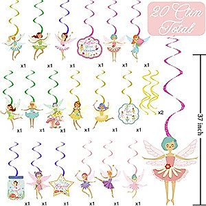 20Pcs Fairy Hanging Swirls Fairy Hanging Decoration for Birthday Party for Girls Fairy Birthday Party Supplies Fairy Baby Shower Decorations Wedding Bridal Shower Supplies
