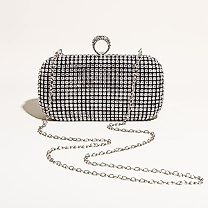 Bandkos Clutch Purse for Women Rhinestone Evening Bag Sparky Bling Crystal Purses Chain Shoulder Bag for Wedding Party Prom
