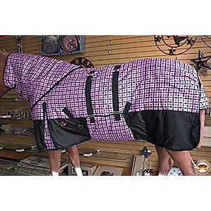 HILASON 1200D Waterproof Horse Hood Neck Blanket Belly Wrap Plaid - 78 Inches | Horse Blanket | Horse Blankets for Winter Waterproof | Horse Turnout Blanket | Horse Turnout