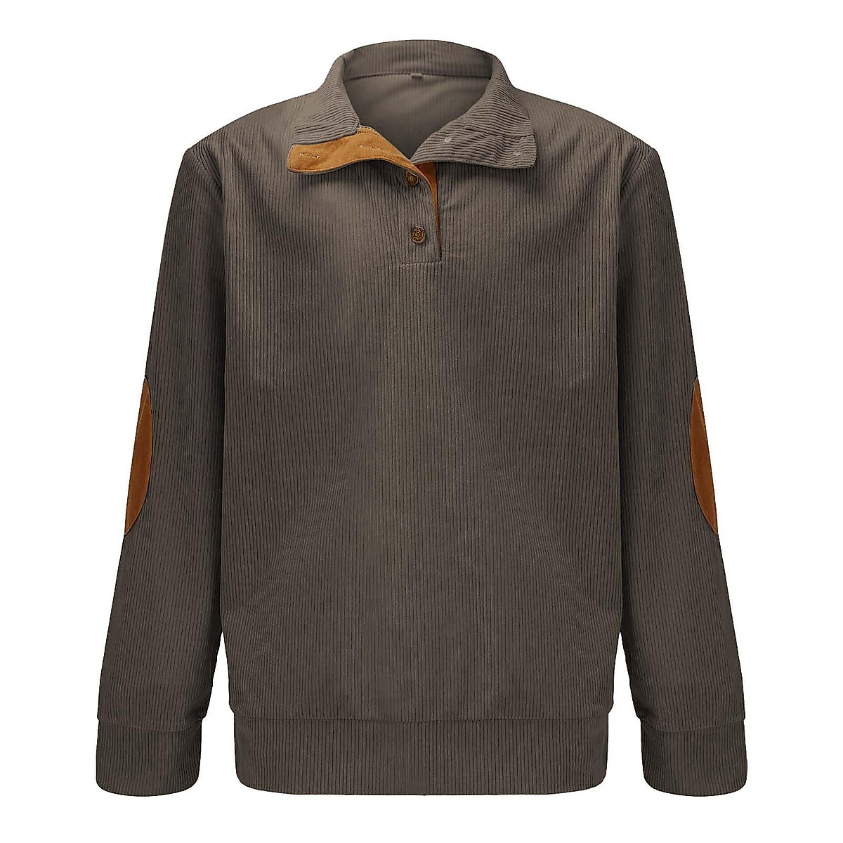 MDNZCTH Mens Corduroy Shirt with Elbow Patches Button Up Mock Neck Long Sleeve Sweaters Casual Polo Sweatshirts Lapel Collar Golf Pullover 2023 Men Fall Winter Clothes Sale Clearance Track Jackets