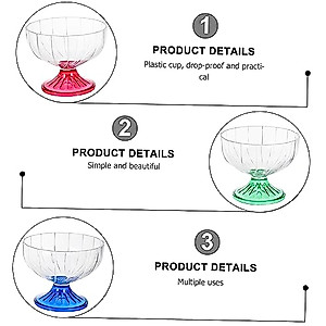 KOMBIUDA 3pcs Ice Cream Cup Mini Baking Cups Dessert Bowls Disposable Glass Trifle Bowl Cupcake Containers Footed Martini Glass Ice Cream Cups Juice Cup Party Drinking Cup Smoothie Cup Rum