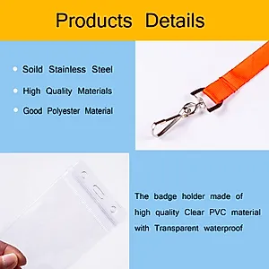 30 Pack Lanyards with ID Holder, Waterproof ID Holder with Lanyard (Assorted Rainbow 6 Colors)