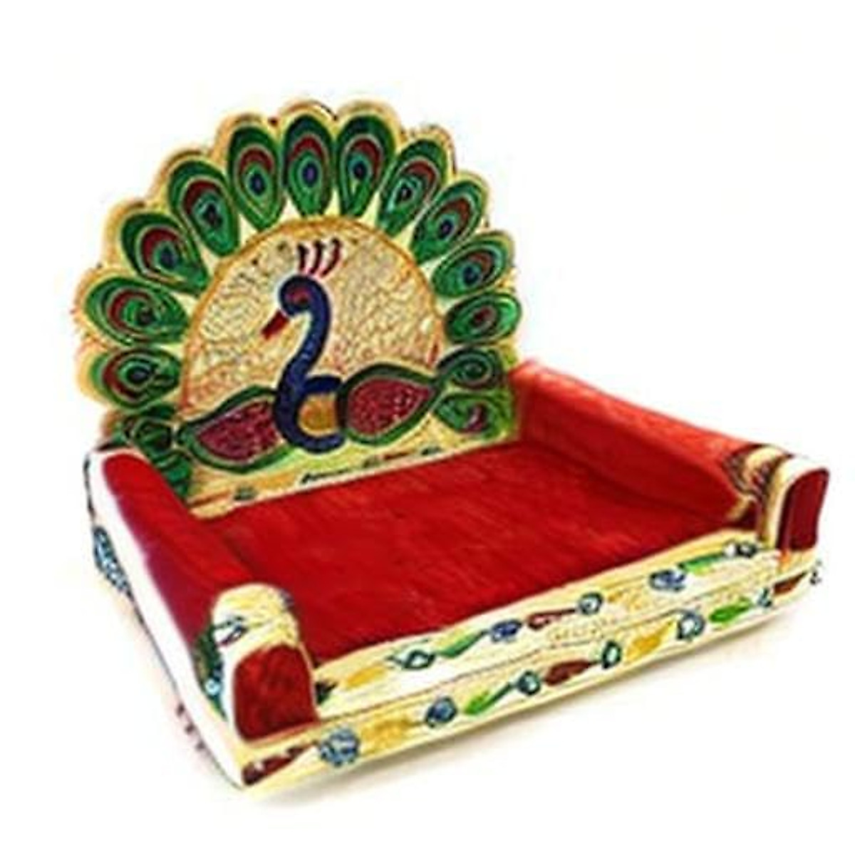 Singhasan Laddu Gopal Wooden Singhasan for Pooja MandiR Mharaja Sinhasan/Singhasan Lord Karishna Palna Red Jhula Baby Karishan Palna No 1 to 3