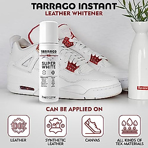 Tarrago Super White- Shoe Whitener Instant Cleaner for Sneakers with Applicator Tip for Leather Renew 75mL
