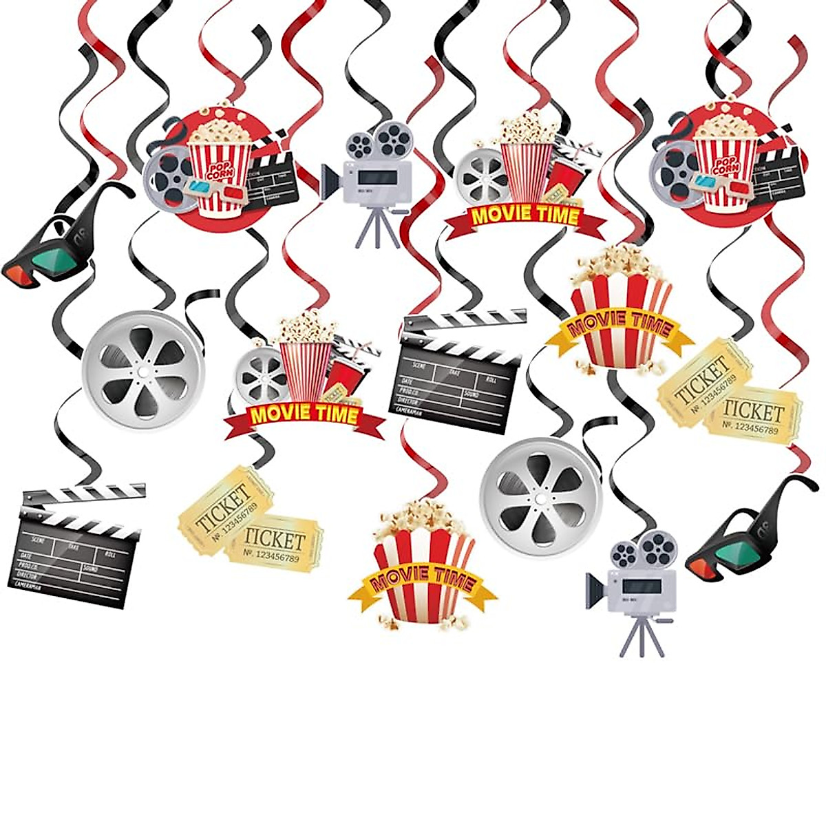 Movie Night Party Decorations for Hanging Swirls 30pcs - Hollywood Movie Theme Party Decorations Now Showing Movie Party Hanging Supplies