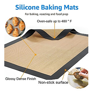 GLBEAR Silicone Baking Mat Sheet 2-Pack,Reusable & Nonstick Bakeware Mats for Cookies, Macarons, Bread and Pastry,Silicone Mats for Baking - Baking Mat For Oven - (16.5" x 11.6")