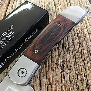 K&Y Company, Inc. New 8" Bolsters Wood Handmade Stainless Steel Wild Turkey Tactical Spring Assisted Open Pocket Knife Hunting Fishing Survival Travel