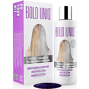 BOLD UNIQ Purple Shampoo & Conditioner Duo - Eliminates Brassy Yellow Tones. Lightens Blonde, Platinum, Ash, Silver and Grays. Paraben & Sulfate Free, Vegan and Cruelty Free.