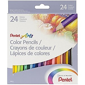 Pentel Arts Colored Pencils, Assorted Colors, Set of 24