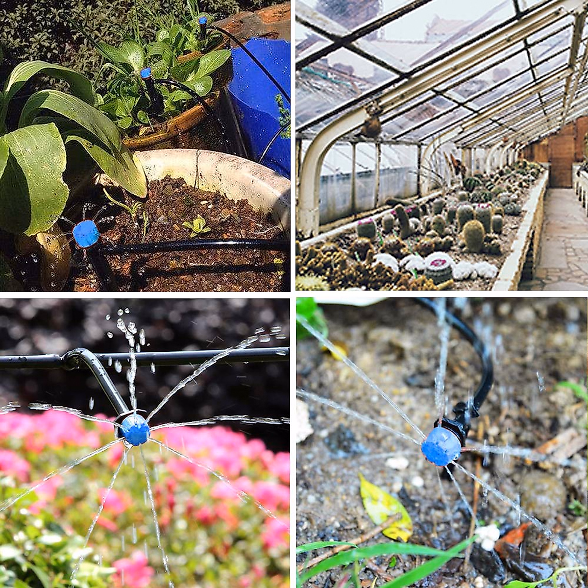 MSDADA Drip Irrigation Kit, 1/4" Blank Distribution Tubing Drip Irrigation System/DIY Plant Hose Automatic Irrigation Equipment Set for Garden, Greenhouse, Flower Bed, Patio, Lawn （Blue, 82ft）