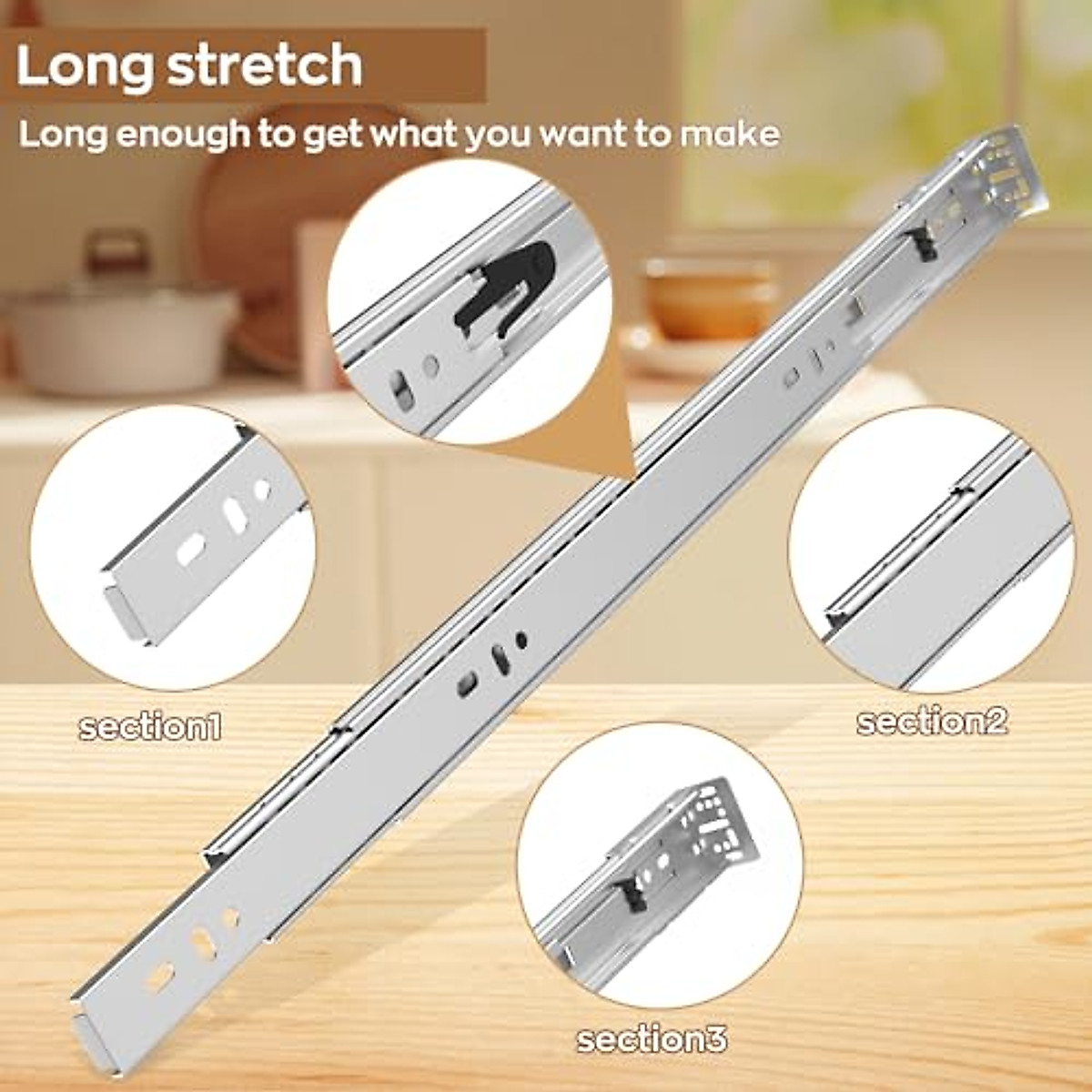 BORISI Pull Out Drawers for Cabinets,14" W x 21" D, 1 Tier Heavy-Duty Slide out Wood Drawer Shelf, Pull Out Cabinet Organizer for Kitchen, Pantry, Bathroom