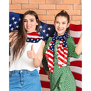 Tarpop 2 Pcs American Flag Patriotic Scarf Chiffon US Flag Scarf Long 4th of July Scarf Flag Shawl Independence Day(Bright Style)