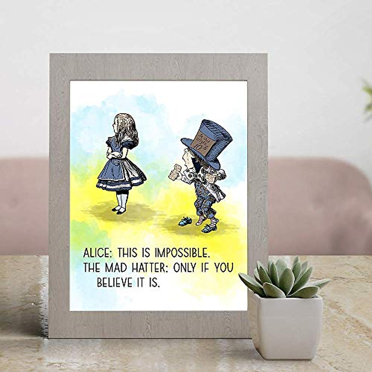 This Is Impossible Only If You Believe It Is - 11 x 14 Unframed Alice In Wonderland Watercolor Quote Art - Perfect as Classroom Decor, Book Lovers, Children's Room Art