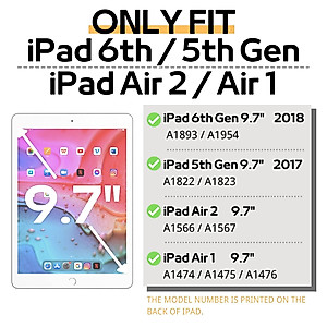 PEPKOO Kids Case for iPad 9.7 2017/2018 - Lightweight Shockproof Handle Stand Rugged Cover for Apple iPad 6th Generation/5th Gen/Air/Air 2 (Green)