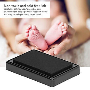 TOPINCN Baby Footprint Ink Pad, Ink Pad for Baby Footprint Baby Handprint Ink Pad with Paper Print Pad Create Impressive Keepsake Stamp Baby Shower Registry Gift(Black Ink)