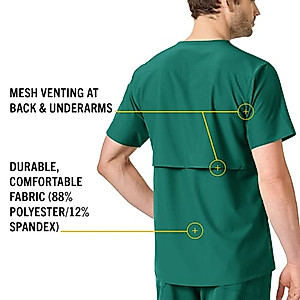 Carhartt mens Men's Slim Fit V-neck Top Medical Scrubs Shirt, Hunter Green, Medium US