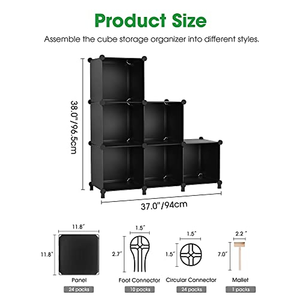 Puroma Cube Storage Organizer 6-Cube Closet Storage Shelves Cube Storage Organizer 12-Cube Closet Storage Shelves with Wooden Mallet
