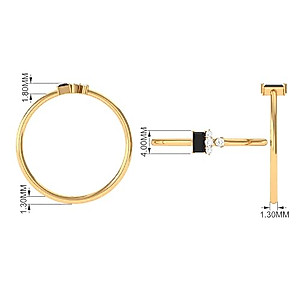 Black Spinel Minimal Ring for Women, AAA Quality, Dainty Promise Engagement Ring, 14K Yellow Gold, Size:US 6.50