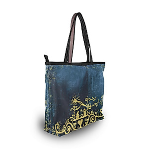 ColourLife Christmas Nativity Scene Shoulder Bag Tote Bag Handbag for Women