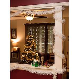 Anderson's White Tinsel Twist Garland 4 inches Wide x 25 ft Long, Parade Float Decorations for Trailer Or Golf Cart, Christmas Garland Décor for Home and Party