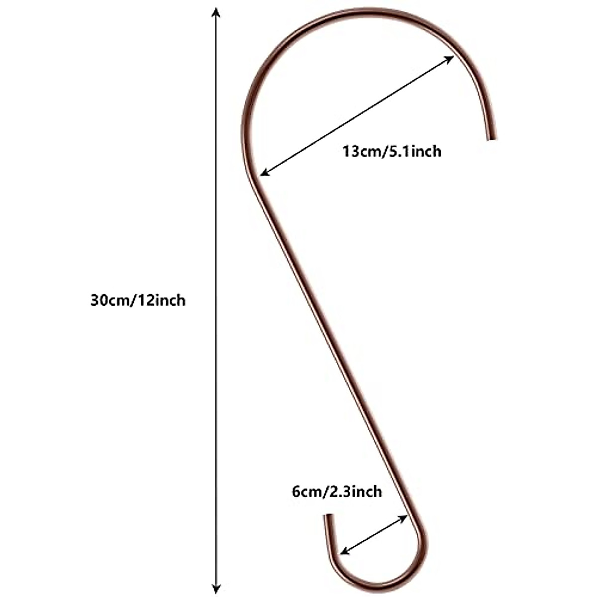 6 Pieces Bird Feeder Hook Rustproof Stainless Steel Hooks Garden Hook Tree Branch Hook for Hanging Bird Feeders, Bird House, Plants, Baskets, Lanterns and Bicycles (Bronzed,12 Inch)