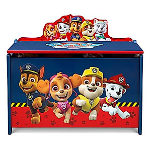 Delta Children PAW Patrol 4-Piece Playroom Set Includes Table with 2 Chairs and Deluxe Toy Box, Blue