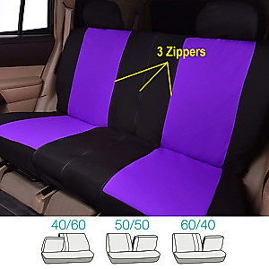 Flying Banner Car Seat Covers Front Seats Rear Bench Polyester car seat Protectors Easy installations Rear Bench Split Classic Man Lady Truck (Full Set - Low Back, Black Purple)…